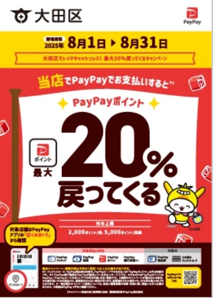 当店でPayPayでお支払いするとPayPayポイント最大20％戻ってくるキャンペーン | お知らせ | ミスタータイヤマン マゴメ店 | 東京都のタイヤ、カー用品ショップ ブリヂストンのタイヤ専門店